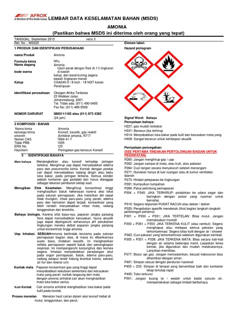 Msds Amonia - En.id | PDF
