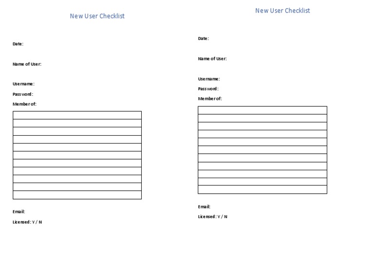 New User Checklist | PDF