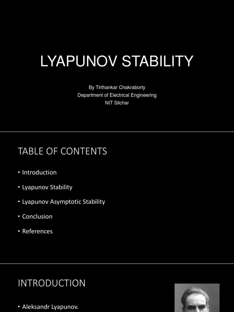 Presentation On Lyapunov Stability | PDF