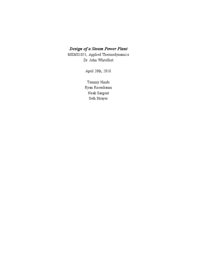 Design of A Steam Power Plant | PDF | Coal | Hvac