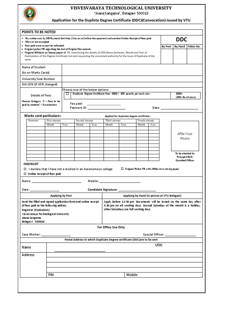 Application For The Duplicte Degree Certificate (DDC) (Convocation ...