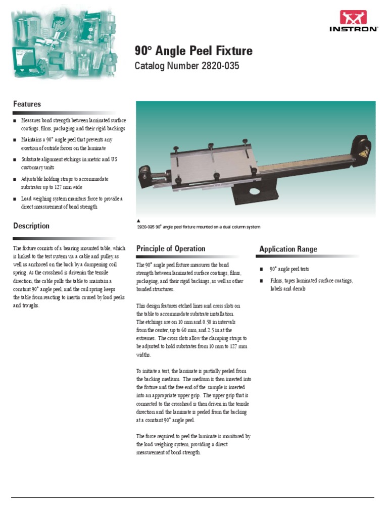 90° Angle Peel Fixture: Catalog Number 2820-035 | PDF | Manufactured ...