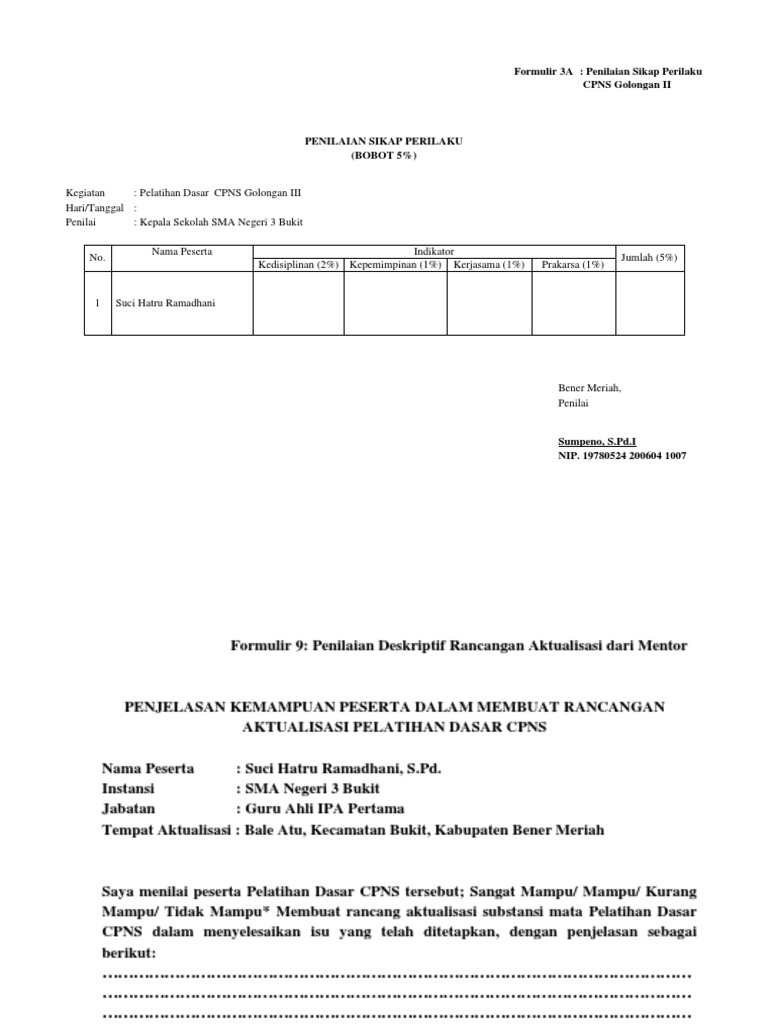 Penilaian Mentor | PDF