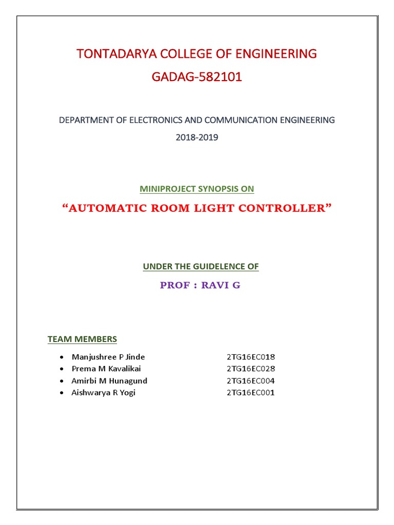 Automatic Room Light Controller | Download Free PDF | Microcontroller ...