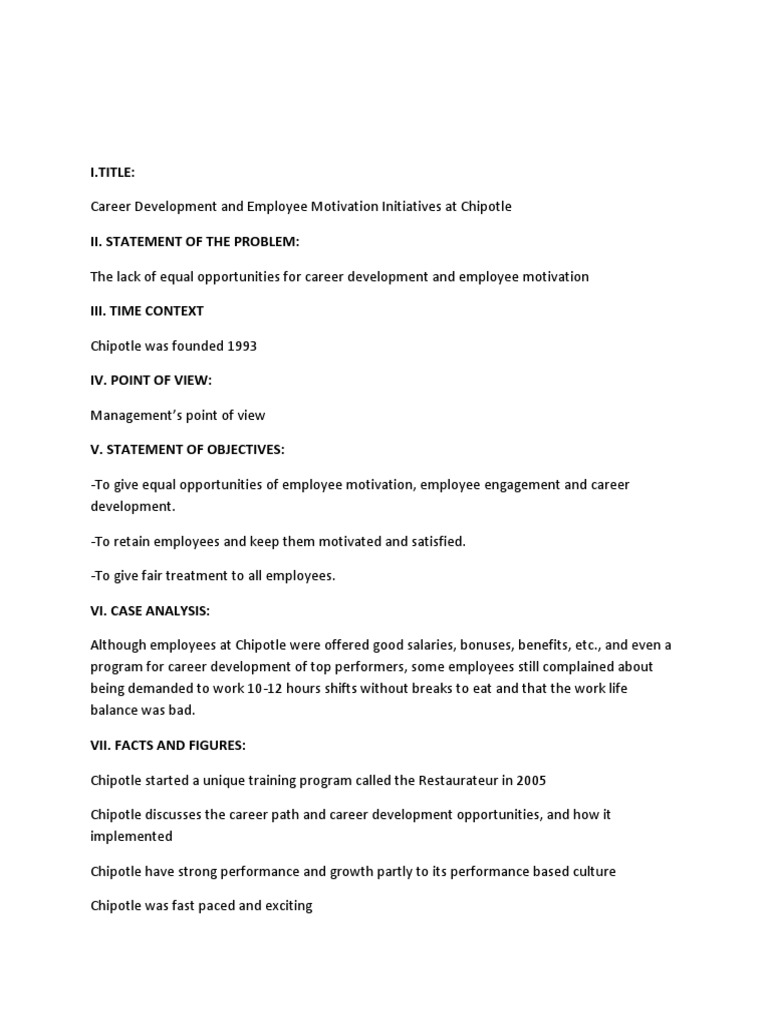Career Development and Employee Motivation Initiatives Case Study | PDF