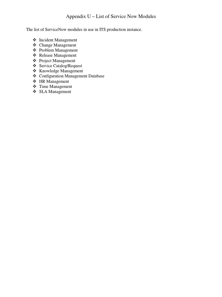 Appendix U - Current Its Servicenow Implementation PDF | PDF