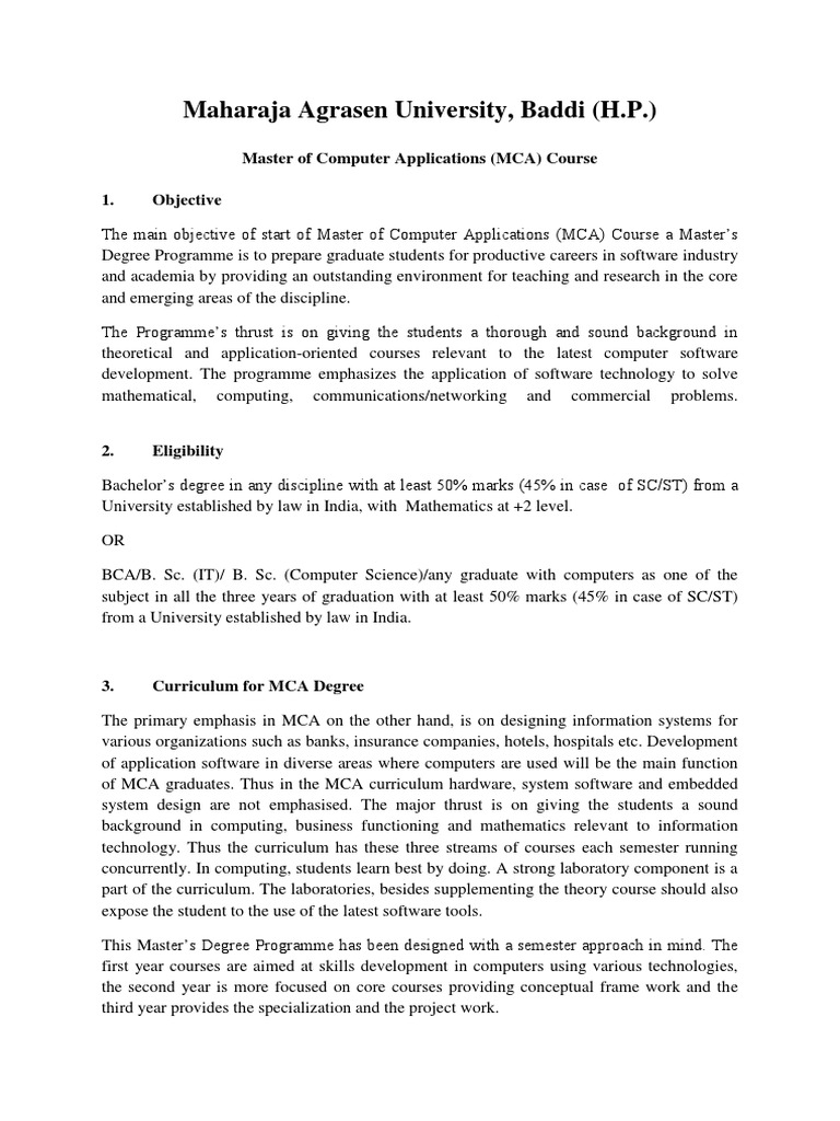 Master of Computer Applications (MCA) Course | PDF | Scheduling (Computing) | First Order Logic
