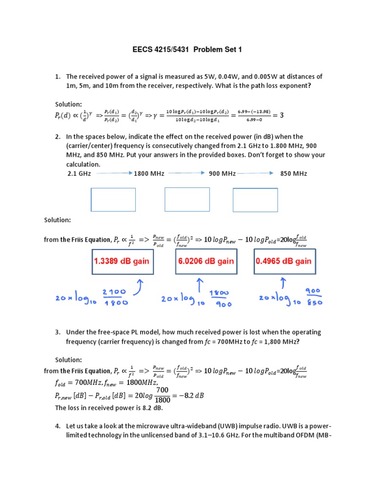 EECS 4215 Problem Set 1 Solutions | PDF | Ultra Wideband | Bandwidth ...