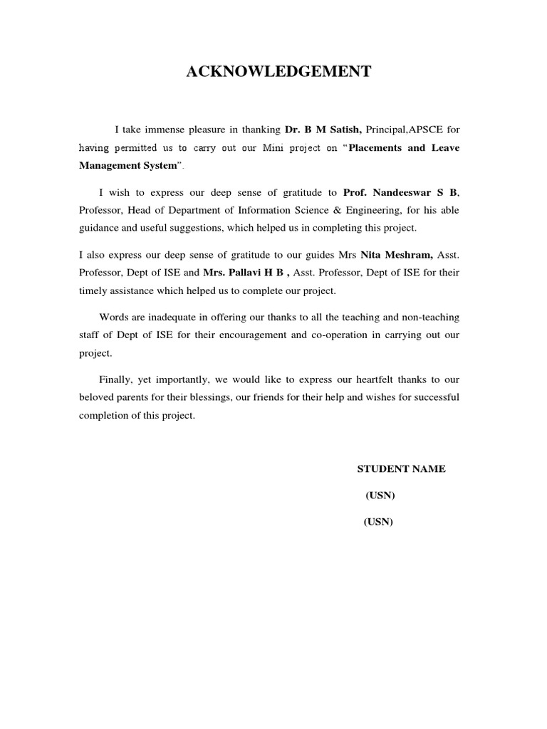 Acknowledgement: Management System" | PDF