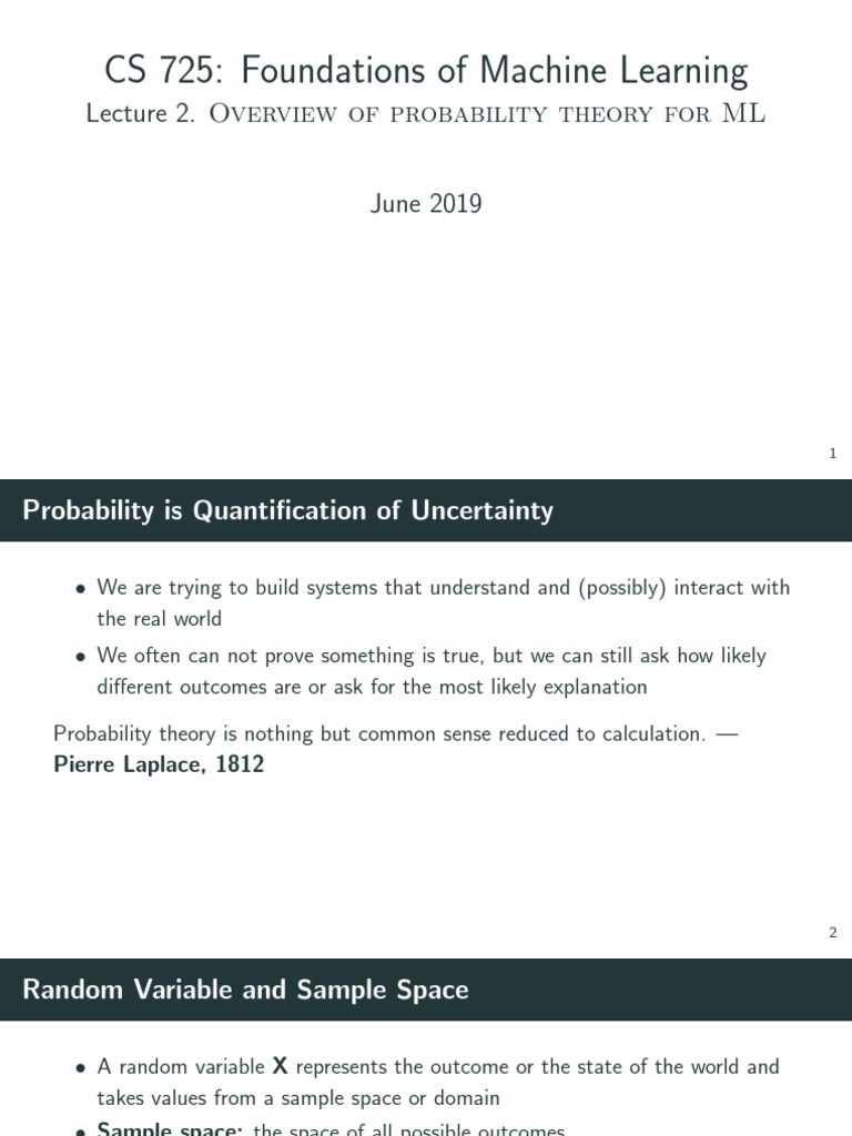 CS 725: Foundations of Machine Learning: Lecture 2. Overview of ...