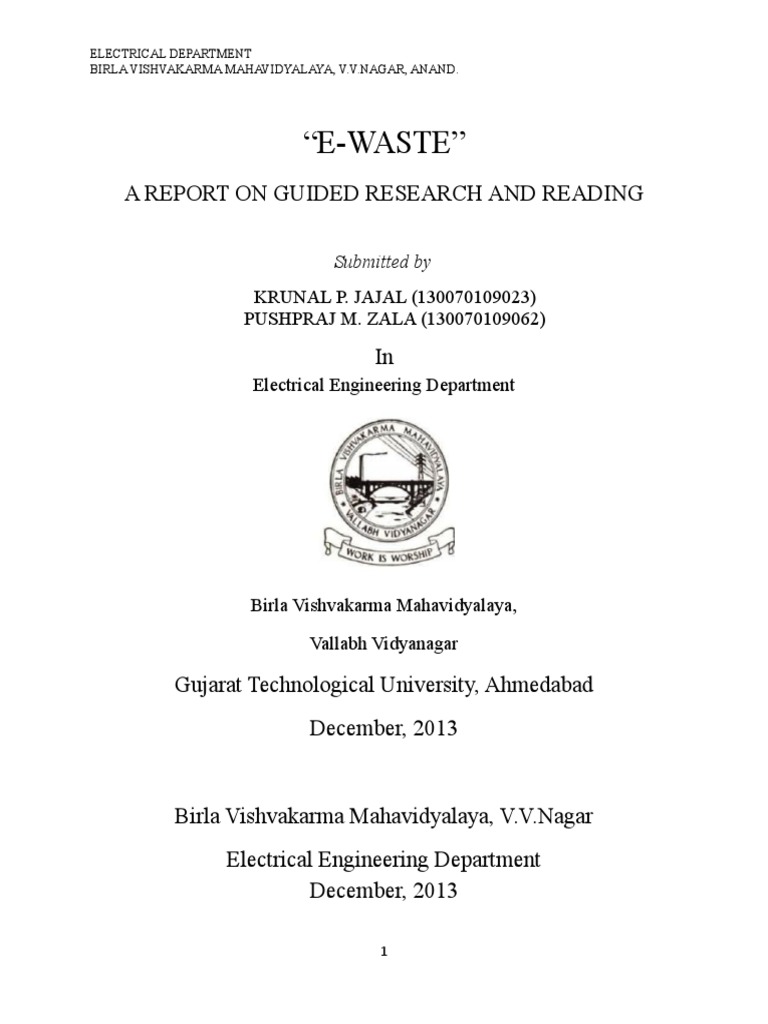 E-Waste Management Research Report | PDF | Electronic Waste | Recycling