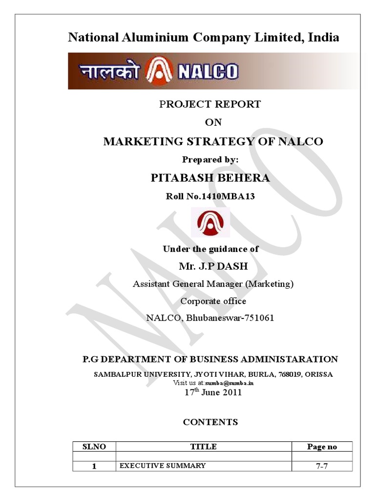 Project Report On Marketing Strategy of Nalco | PDF | Aluminium Oxide ...