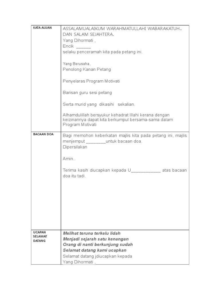 Teks Program Motivasi | PDF