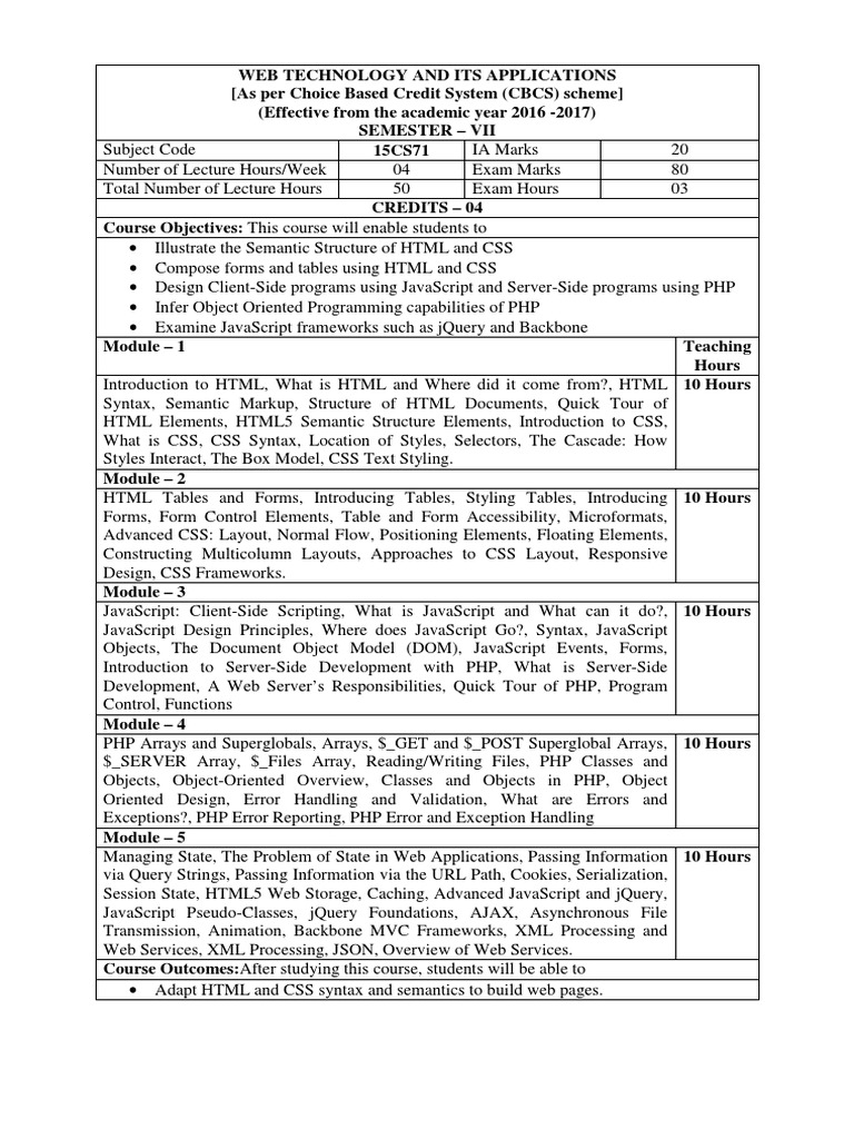 Web Syllabus | PDF | Html Element | Cascading Style Sheets