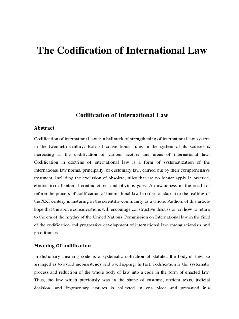 The Codification of International Law 2 | PDF | International Law ...