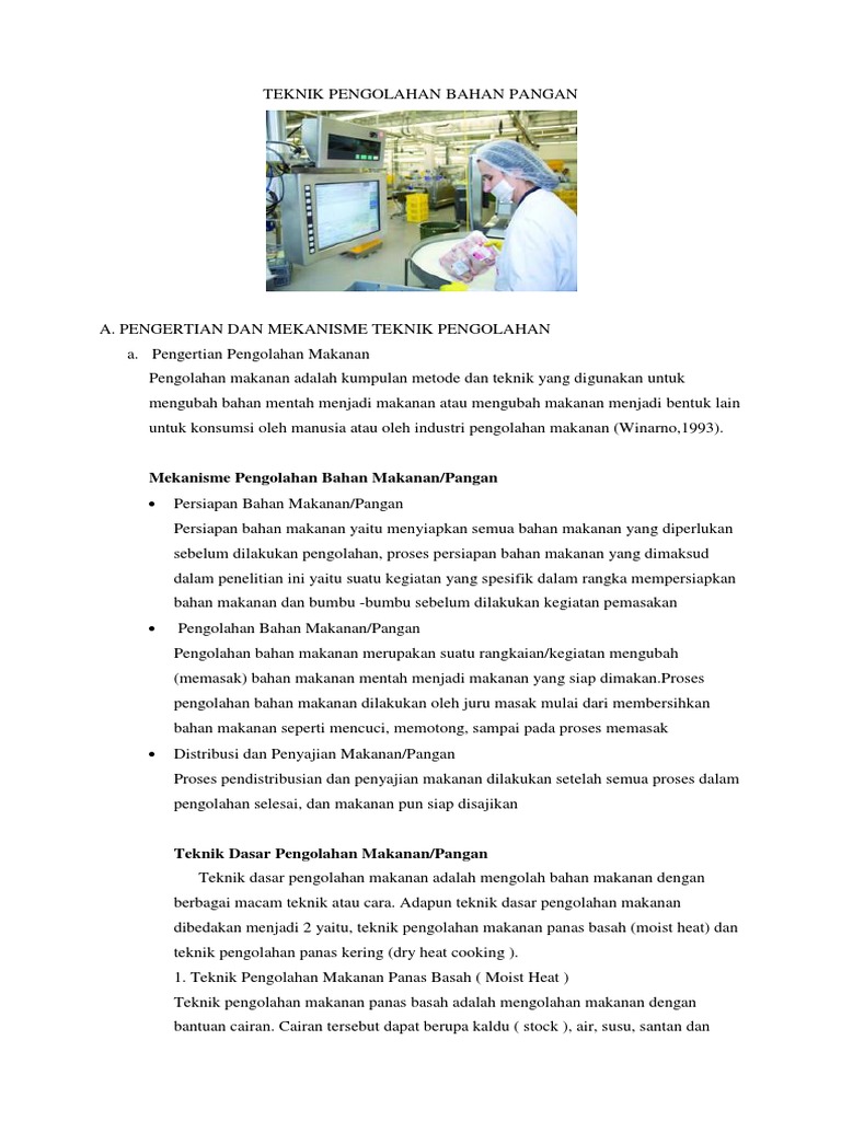 Teknik Pengolahan Bahan | PDF | Memasak, Makanan, & Anggur