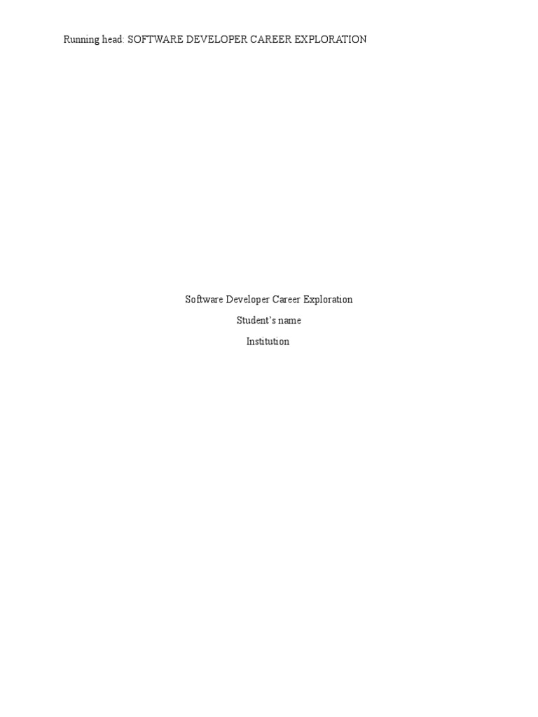 Software Developer Career Exploration Pdf Programmer Software 8763