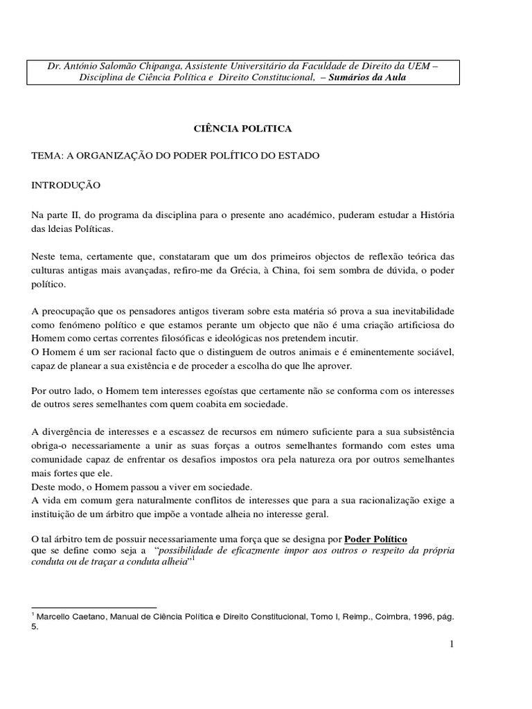 Organizacao Do Poder Politico | PDF | Estado | Ciência Política