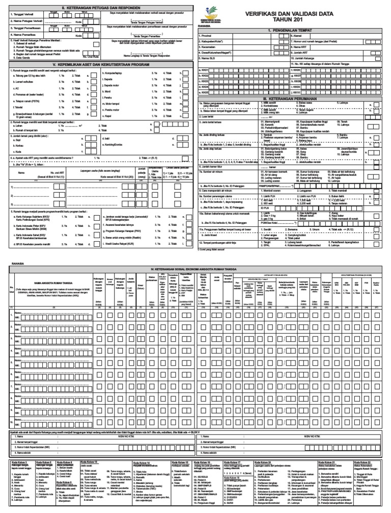 Form Instrumen BDT 2019 Kosong Untuk Usulan Baru Siap Cetak Jumlah ...