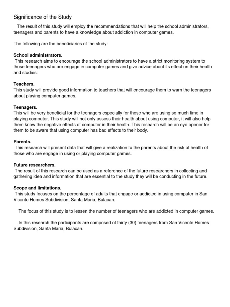 Significance of The Study | PDF