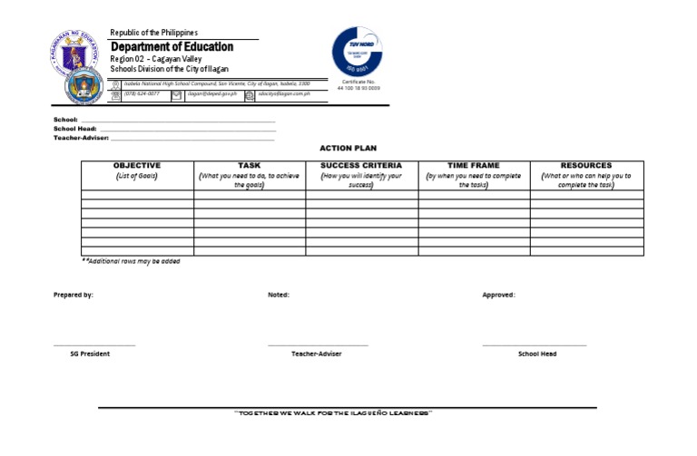 Teacher Action Plan Template | PDF