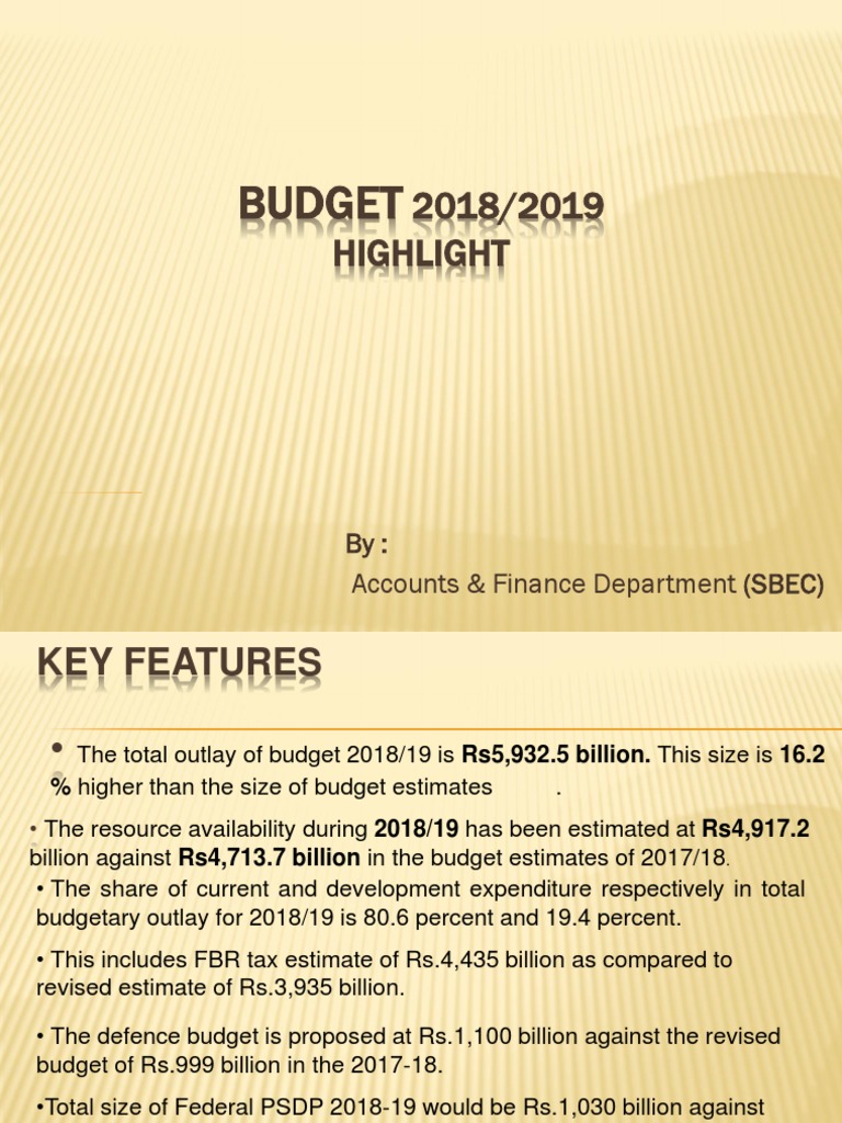 Budget Presentation 2018/2019 | PDF | Economies | Taxes