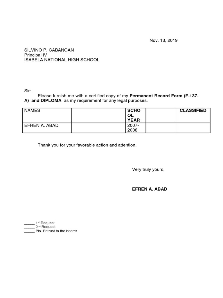 Requesting Student Records: A Compilation of Letters Seeking Certified ...