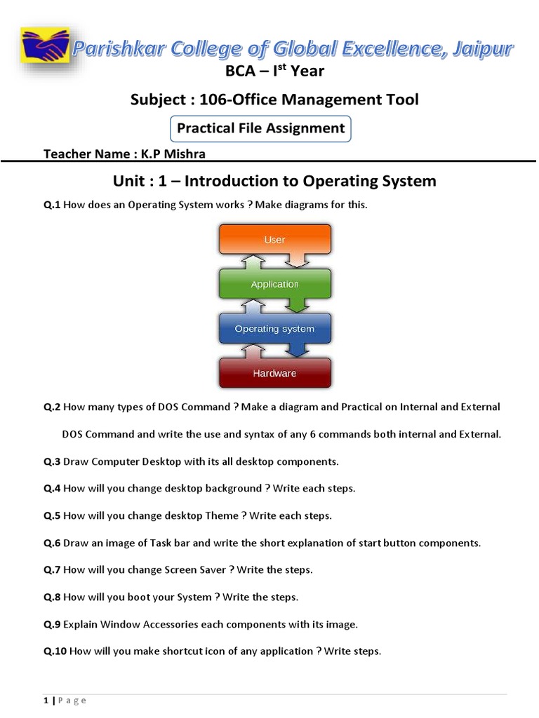BCA-106 (OMT) Practical Assignment1572492947753 | PDF | Operating ...