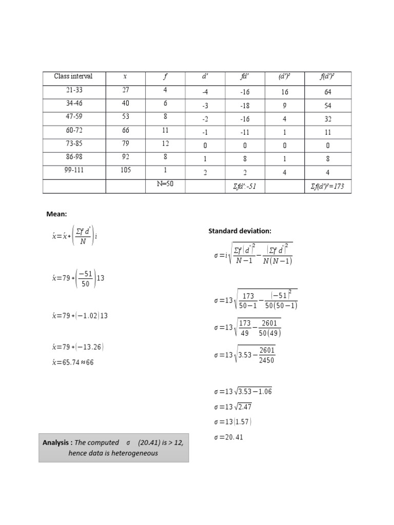 Mean and SD | PDF | Statistical Analysis | Teaching Mathematics