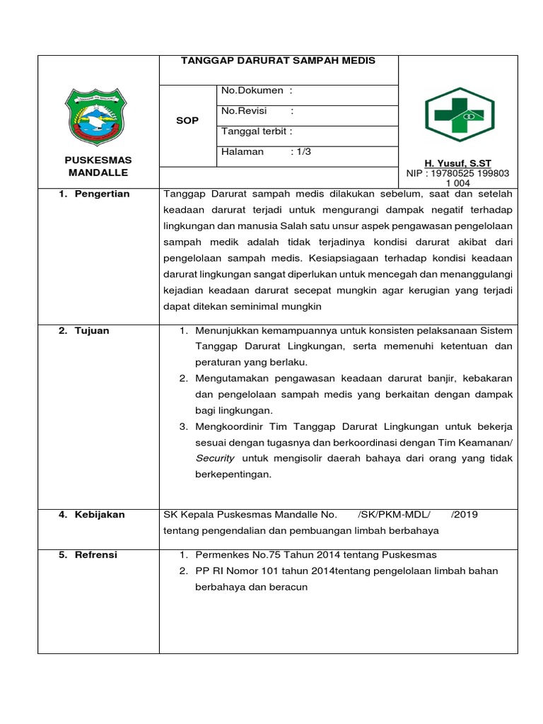 Sop Tanggap Darurat | PDF