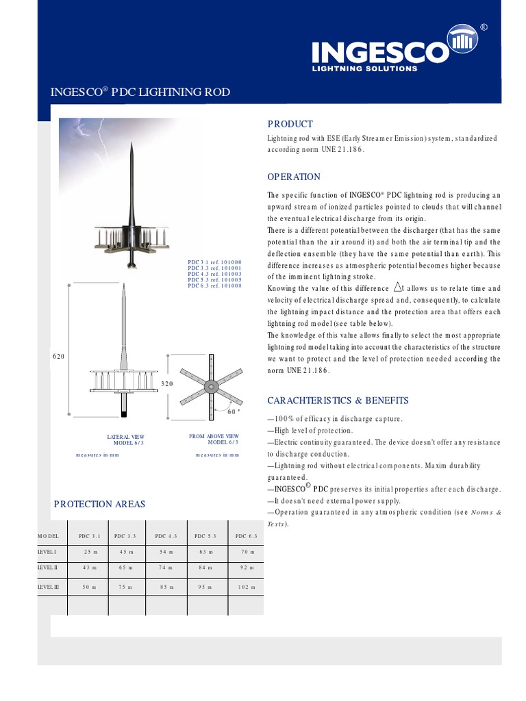 Ingesco PDC Lightning Rod: Product | PDF | Lightning | Physics