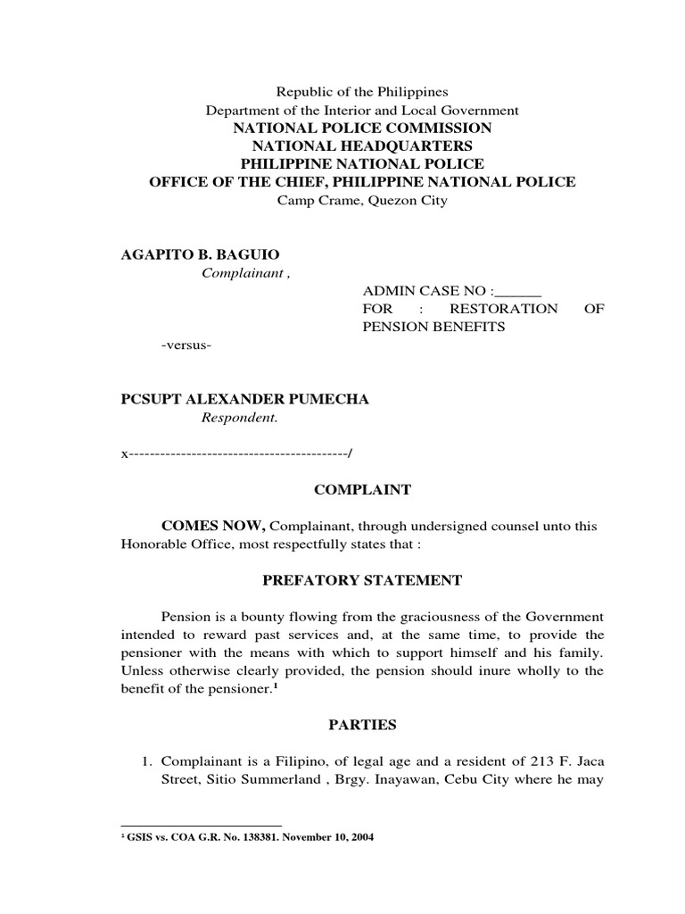 Sample Complaint | PDF | Government | Justice