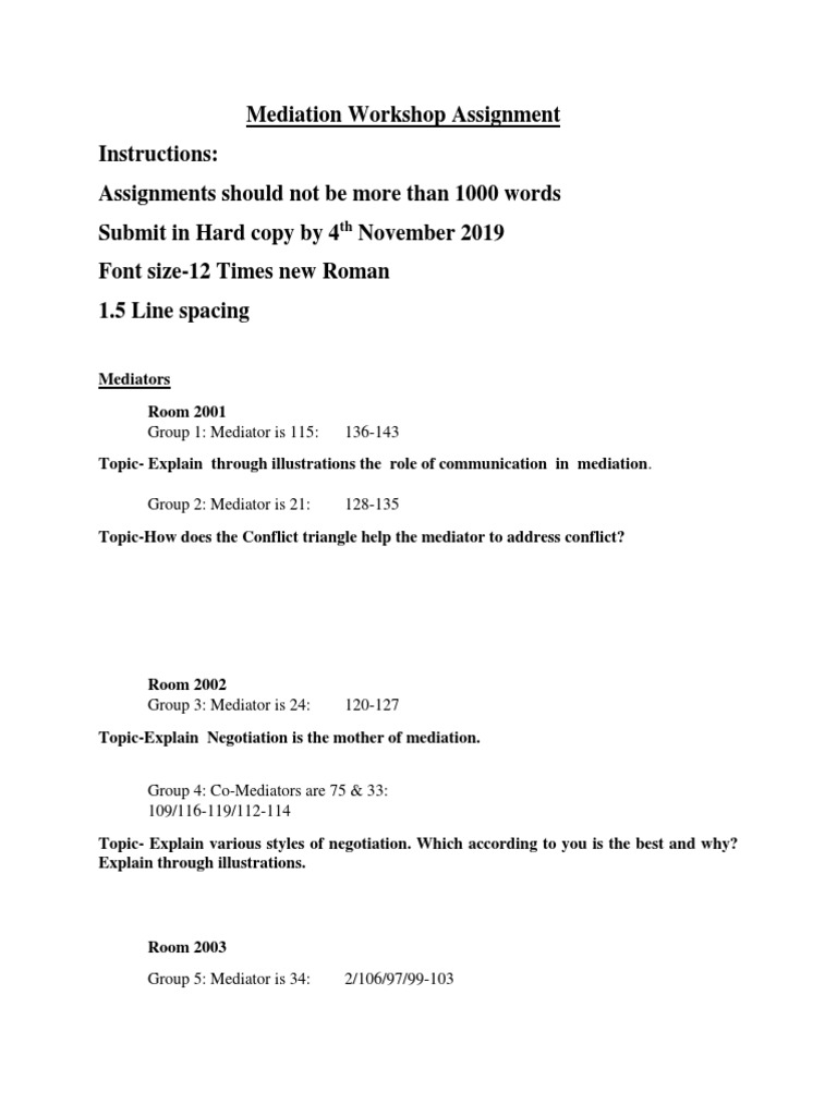 Mediation Role Play Seating Chart | PDF