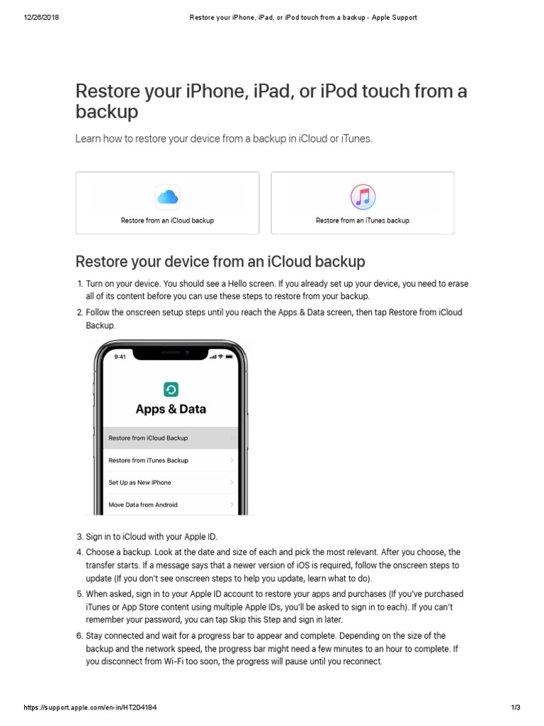 Restore Iphone From A Backup | PDF | I Cloud | Ios