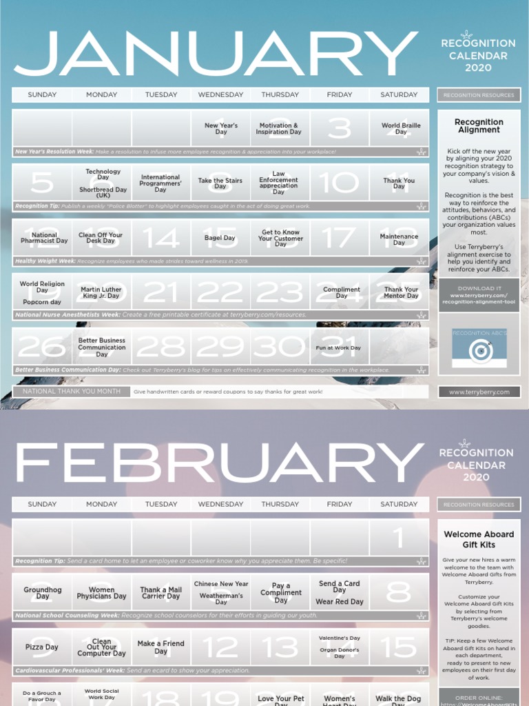 2020 Employee Recognition Calendar | PDF