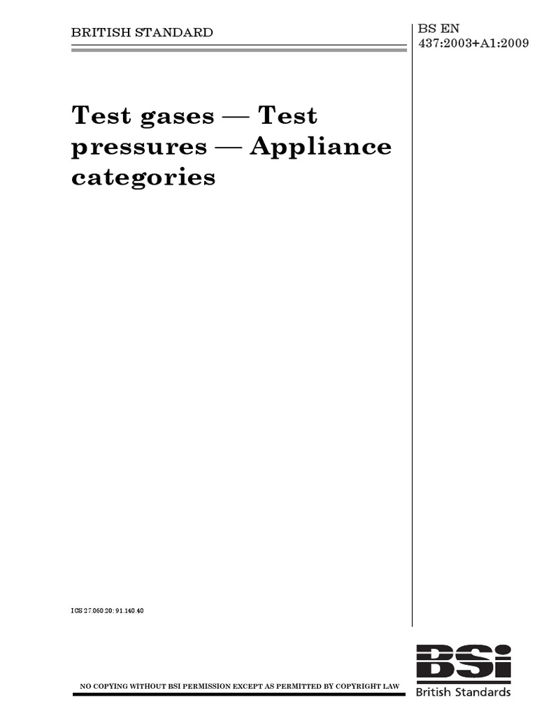 BS en 00437-2003 + A1-2009 PDF | PDF | Gases | Litre