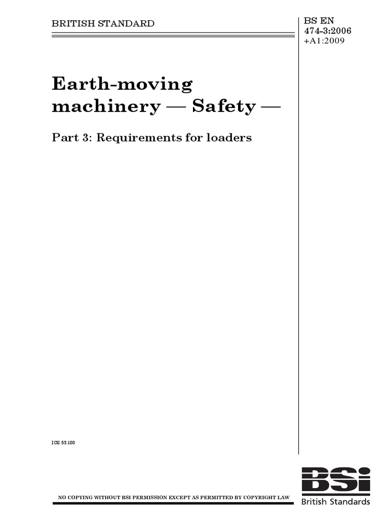 BS en 00474-3-2006 + A1-2009 | PDF | Loader (Equipment) | Heavy Equipment