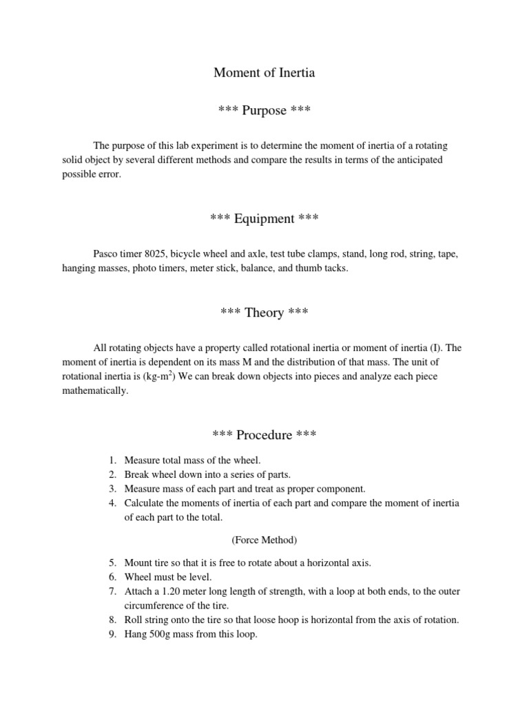 Moments of Inertia Lab Report | Download Free PDF | Accuracy And ...