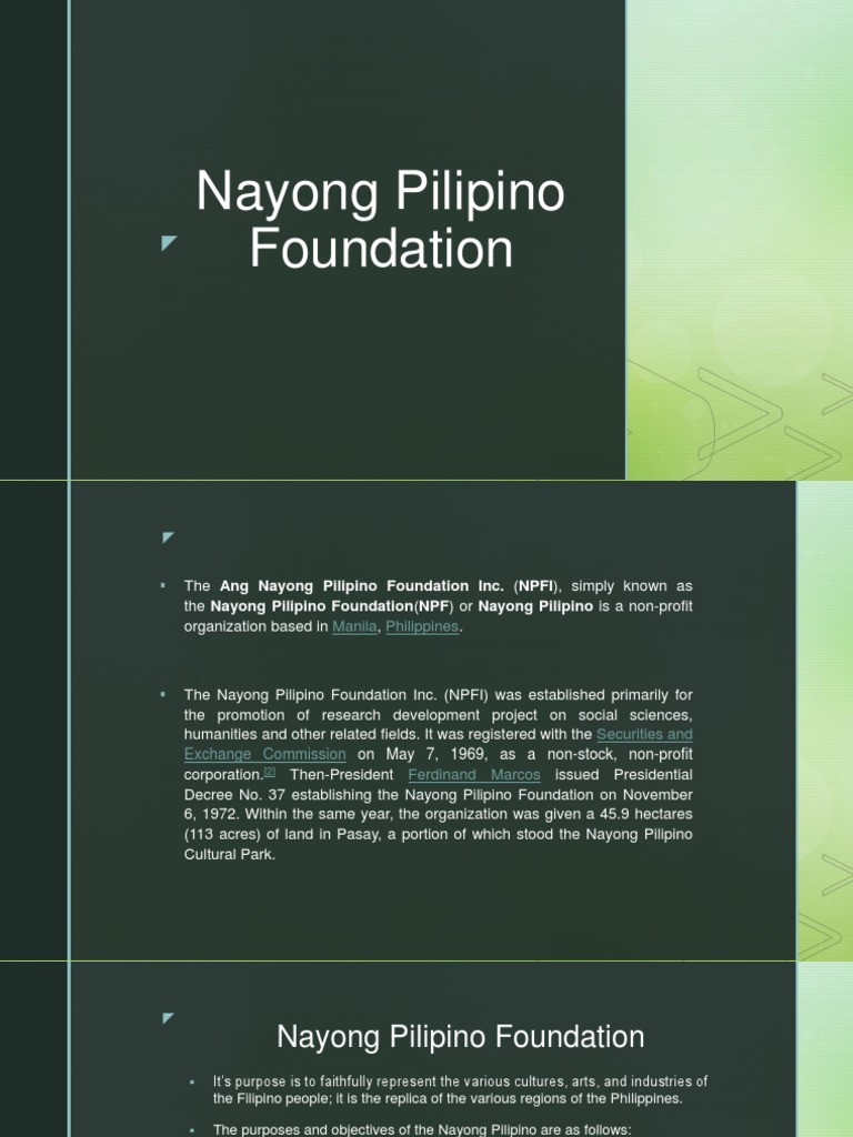 Nayong Pilipino Foundation Overview | PDF | Philippines