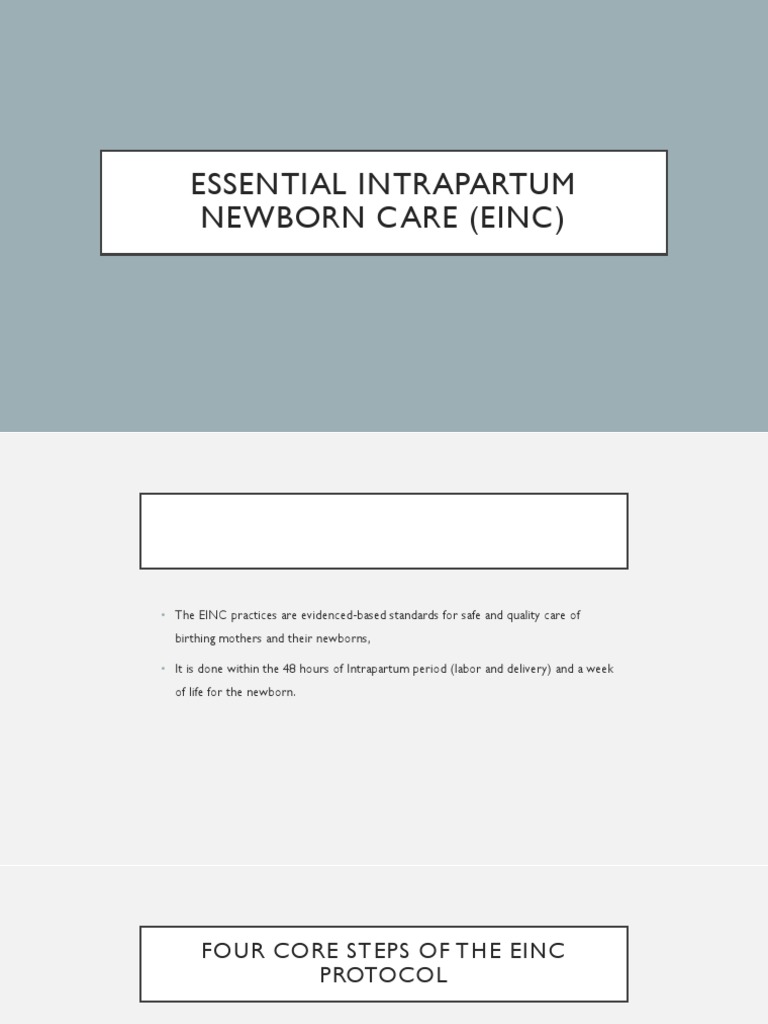 Essential Intrapartum Newborn Care (Einc) | PDF | Science & Mathematics