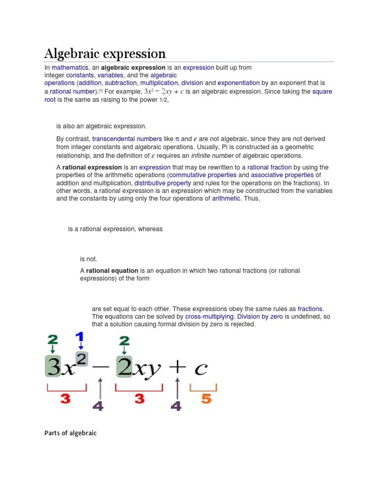 Algebraic Expression: 3x 2xy + C | PDF