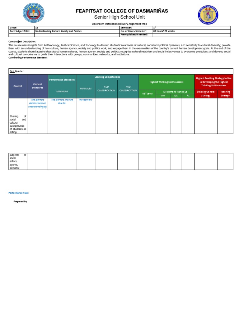 Feapitsat College of Dasmariñas: Senior High School Unit | PDF ...