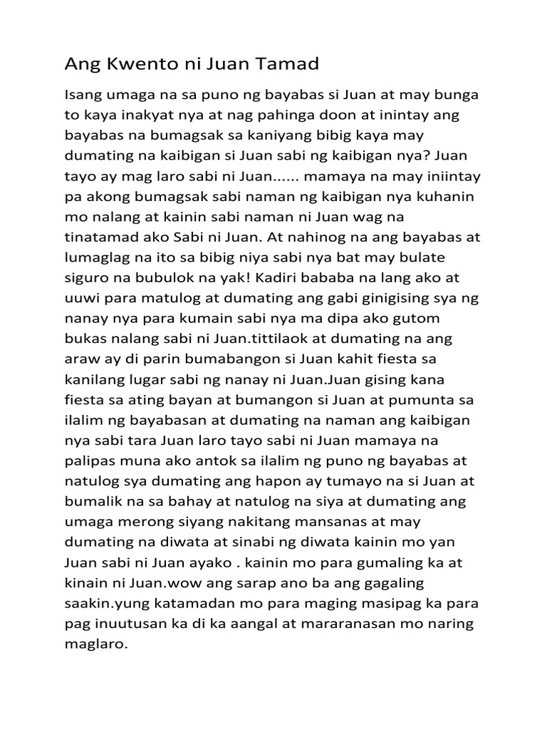 Ang Kwento Ni Juan Tamad Pdf
