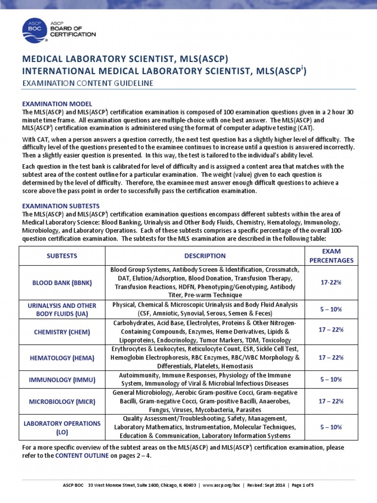 Mls Study Guidelines Ascp | PDF | Blood Type | Clinical Pathology