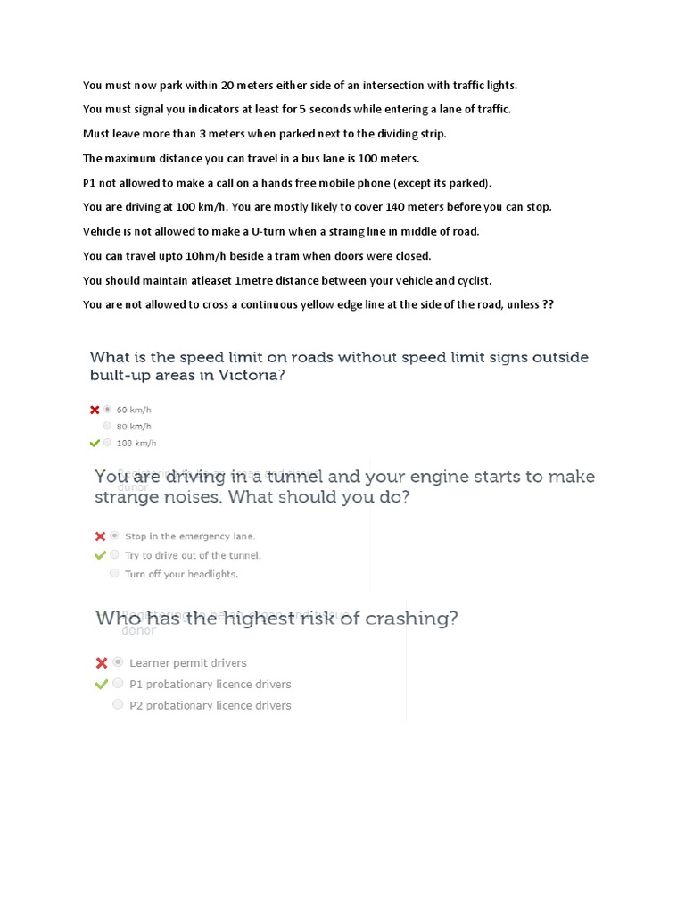 Vicroads - Learners Test | PDF