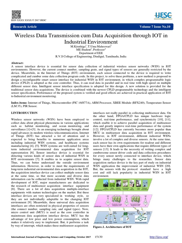 Wireless Data Transmission Cum Data Acquisition Through IOT in ...
