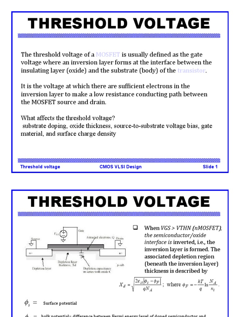 Chap 2 Threshold Voltage | PDF | Mosfet | Field Effect Transistor