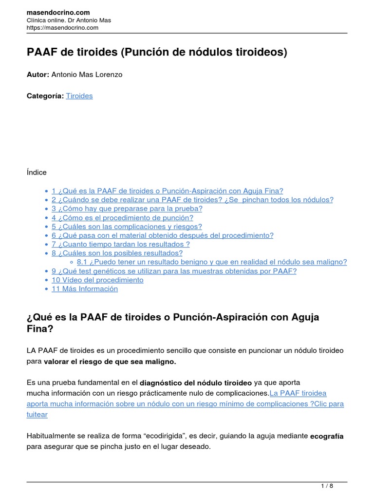 Paaf de Tiroides PDF | PDF | Biopsia | Cáncer