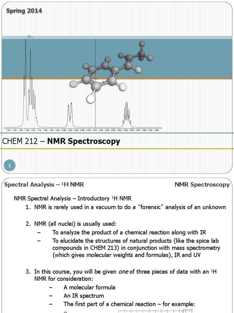 Chem 212 NMR Problem Set | PDF | Proton Nuclear Magnetic Resonance ...