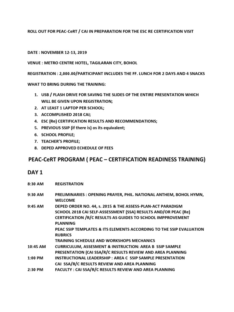 Peac-Cert Program (Peac - Certification Readiness Training) Day 1 | PDF ...